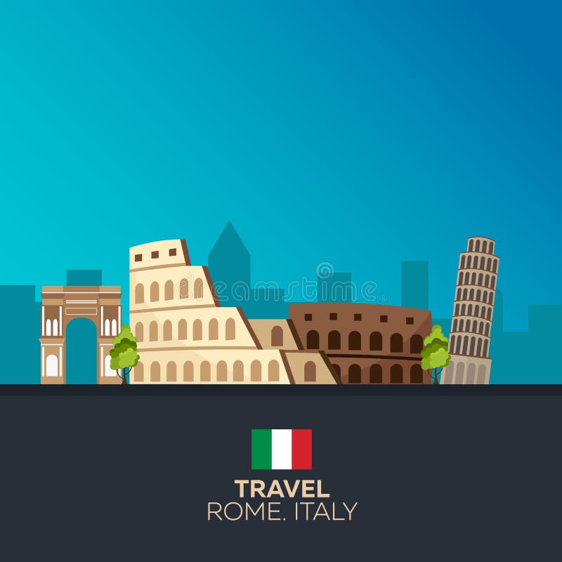 Rome. Travelling Illustration. Modern Flat Design. Italy Travel. Stock ...