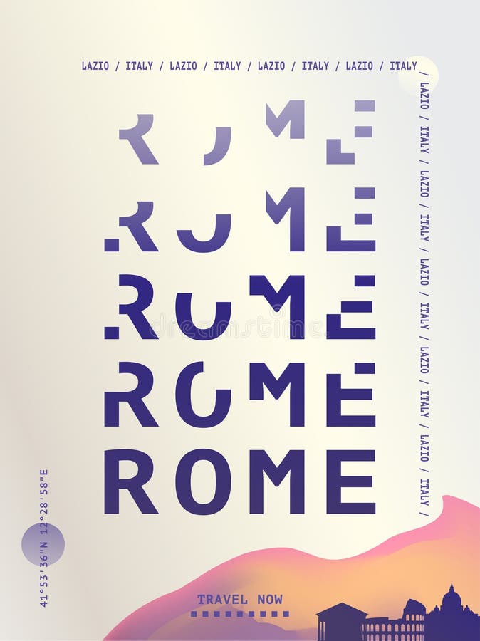 Rome Typography Minimalist Vector Poster Layout. Brochure, Leaflet ...