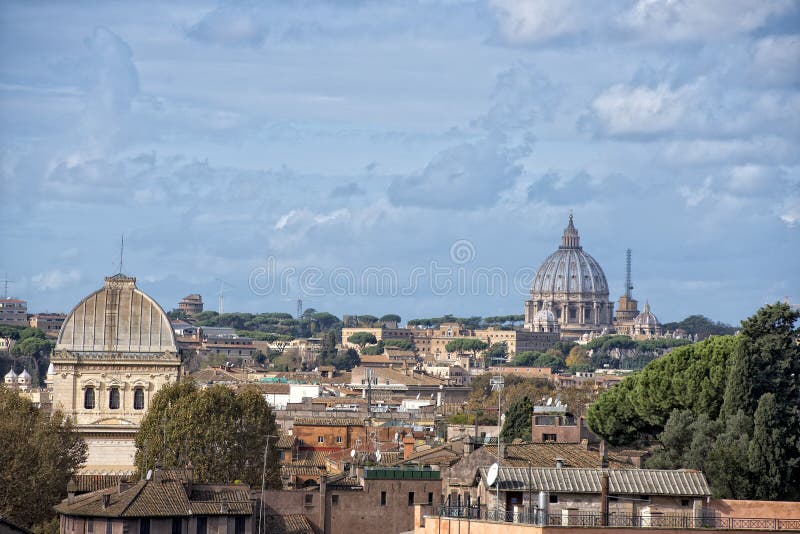 Rome View Cityscape on Sunny Cloudy Day Stock Image - Image of panorama ...