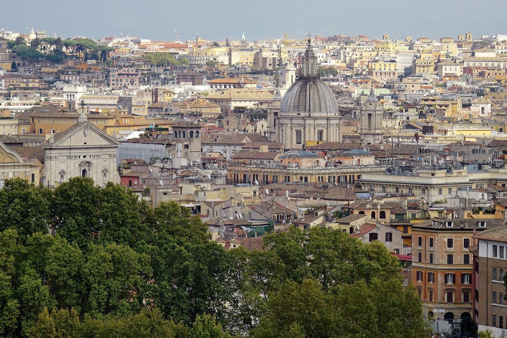 Rome. View from the Hill of Gianicolo Stock Image - Image of panoramic ...