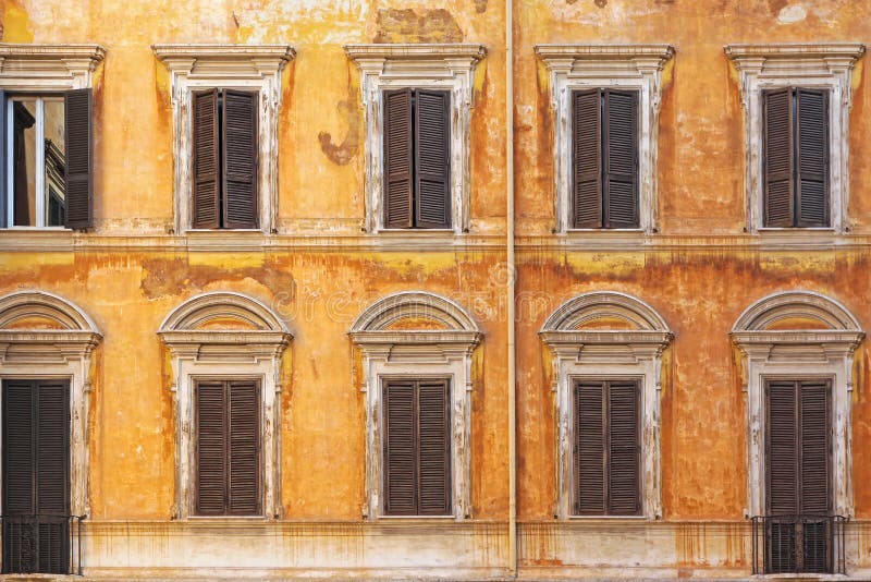 Rome Windows stock image. Image of derelict, ruin, facade - 142063069
