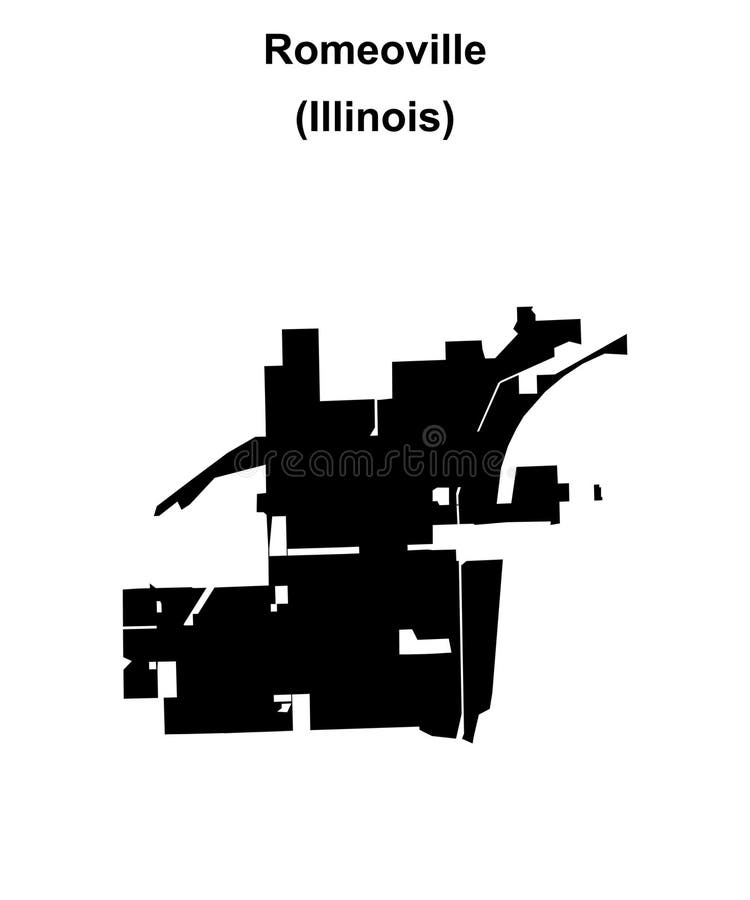 Romeoville outline map stock vector. Illustration of shape - 357278507