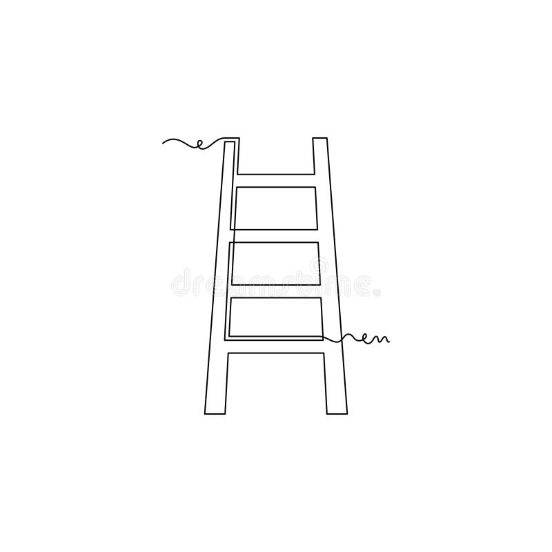 One Line Art Ladder Vector Illustration Stock Vector - Illustration of ...