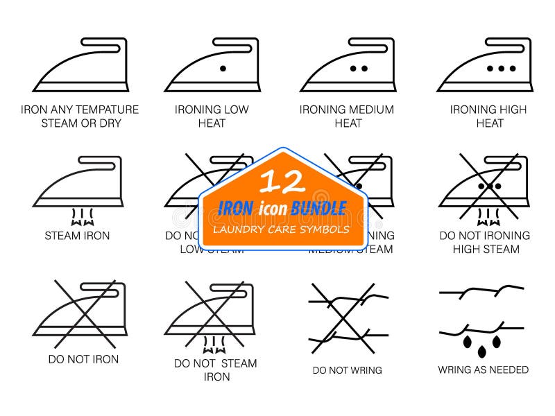 RON 12 Icons BUNDLE LAUNDRY CARE SYMBOLS Stock Vector - Illustration of ...