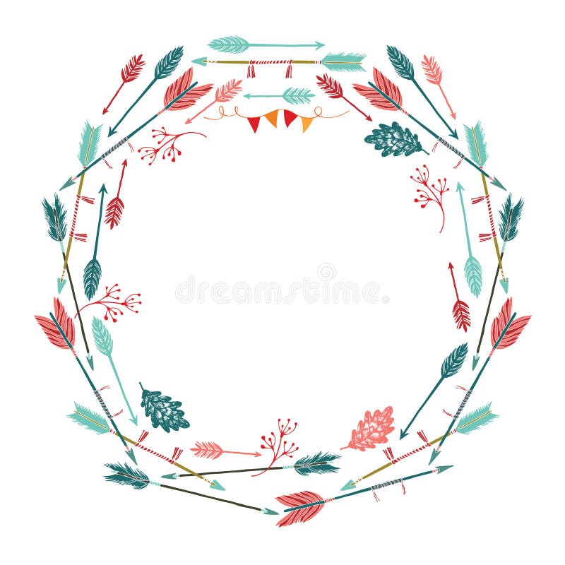 Rond Kader Van Pijlen En Bladeren Vector Illustratie - Illustration of ...