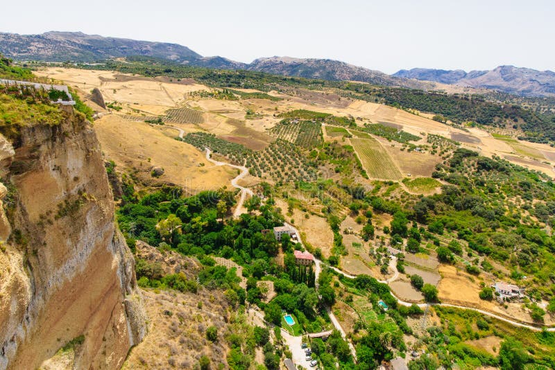 Ronda Gorge and View To Mountains Stock Photo - Image of malaga ...