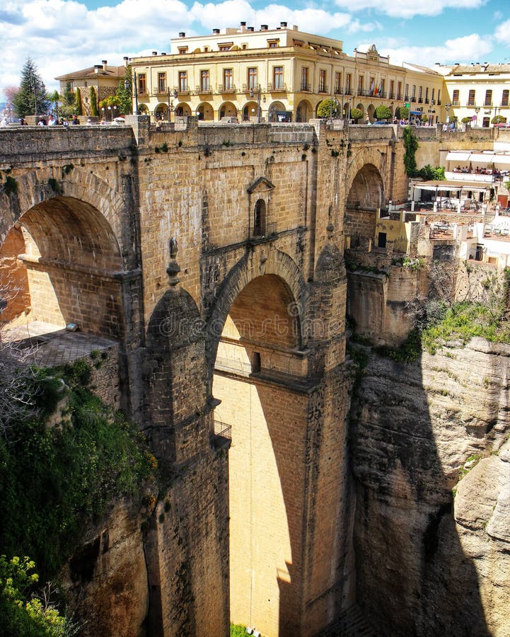 Ronda historical bridge stock image. Image of building - 180150825
