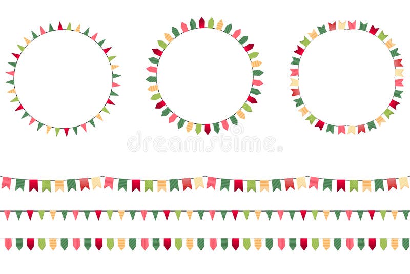 Ronde Feestelijke Kaders Met Eindeloze Vlaggen, Vector Illustratie ...