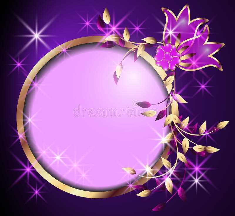 Ronde kader en bloemen vector illustratie. Illustration of verjaardag ...