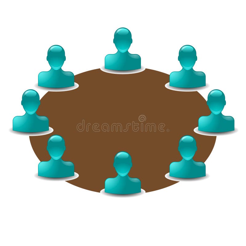 Rondetafel Met Vriendpictogrammen Vector Illustratie - Illustration of ...