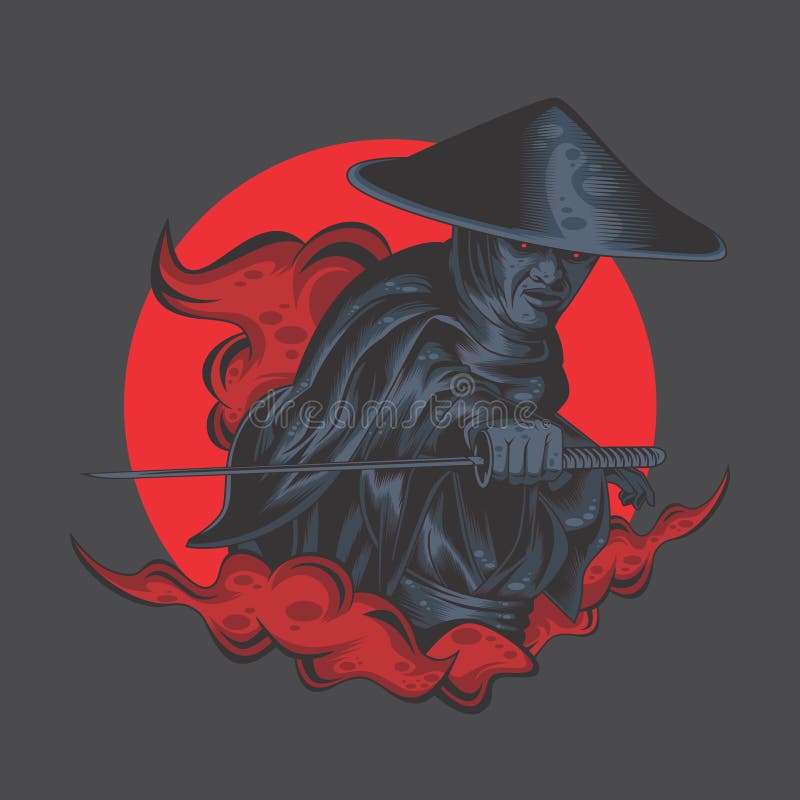 Ronin from the darkness stock vector. Illustration of clothes - 144710866