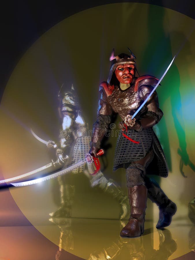 Ronin surrounded by fire stock illustration. Illustration of close ...