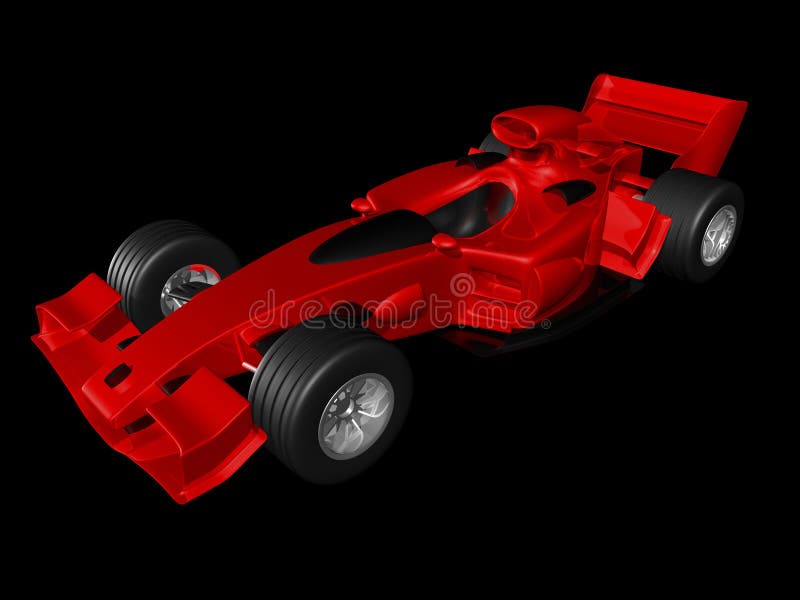 Rood 3D Raceauto Vooraanzicht Over Zwarte Achtergrond Stock Illustratie ...