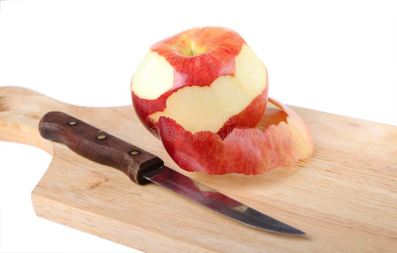 Rode appel, schil en mes stock afbeelding. Image of rood - 29197925