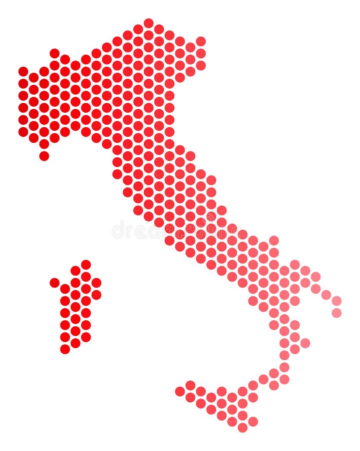 Rood Dot Italy Map vector illustratie. Illustration of samenvatting ...