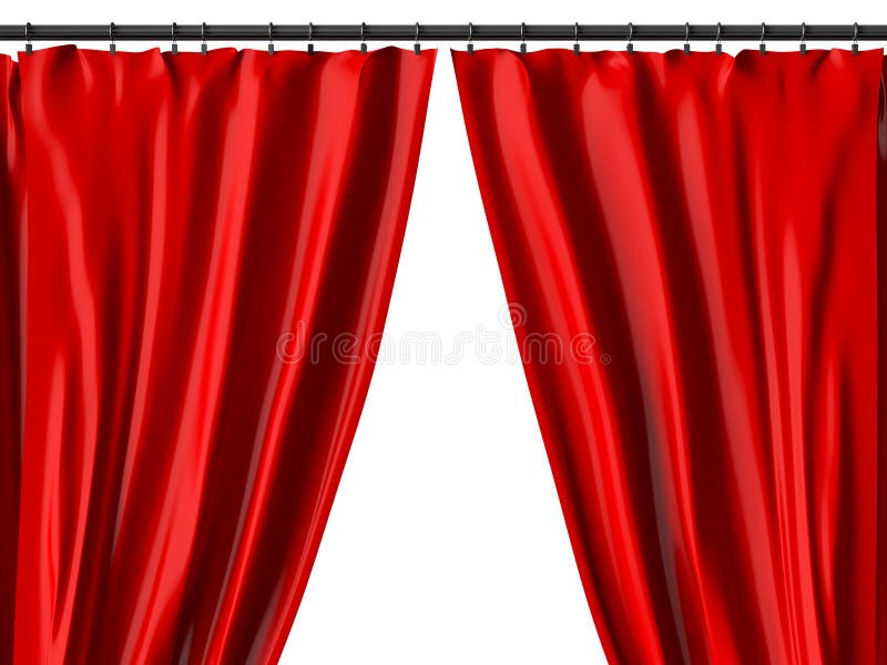 Rood Die Gordijn Op Wit, Theater Wordt Geïsoleerd, Stock Afbeelding ...