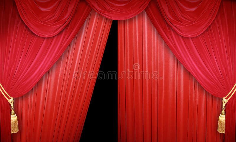 De Gordijnen Van Het Theater Van Rode Doek Stock Afbeelding - Image of ...