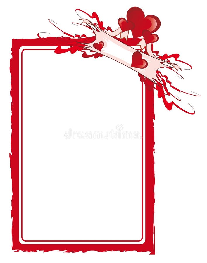 Rood kader met harten vector illustratie. Illustration of romantisch ...