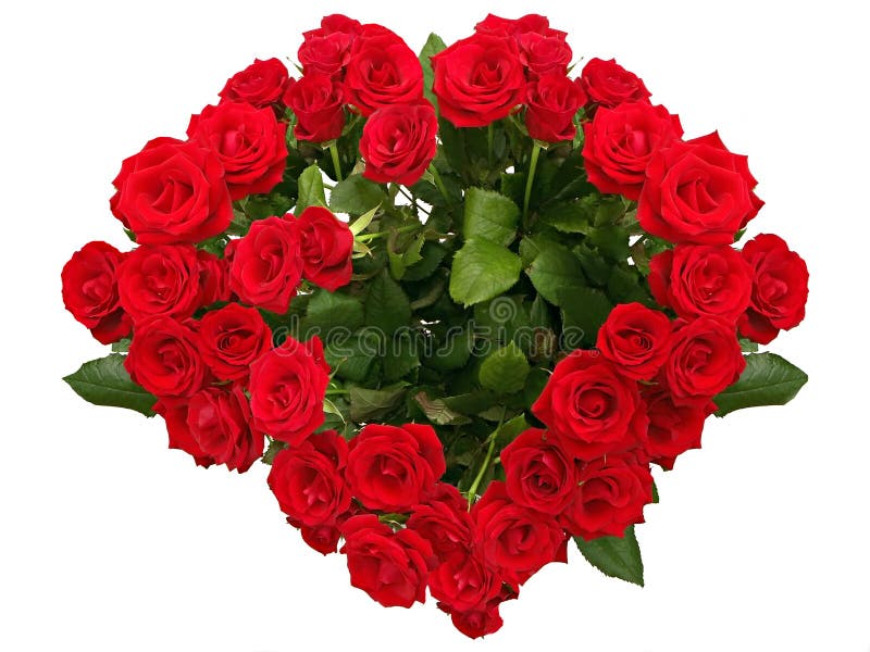 Boeket Van Rozen in Vorm Van Hart. Stock Afbeelding - Image of bloei ...