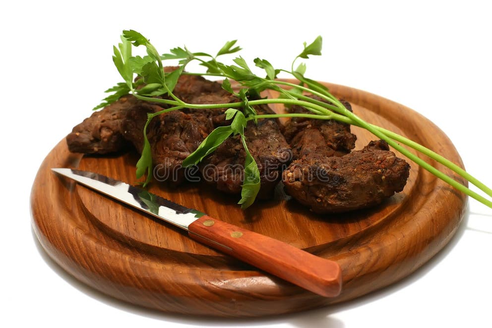 Rood Vlees, Mes, En Peterselie Stock Foto - Image of bereid, geroosterd ...