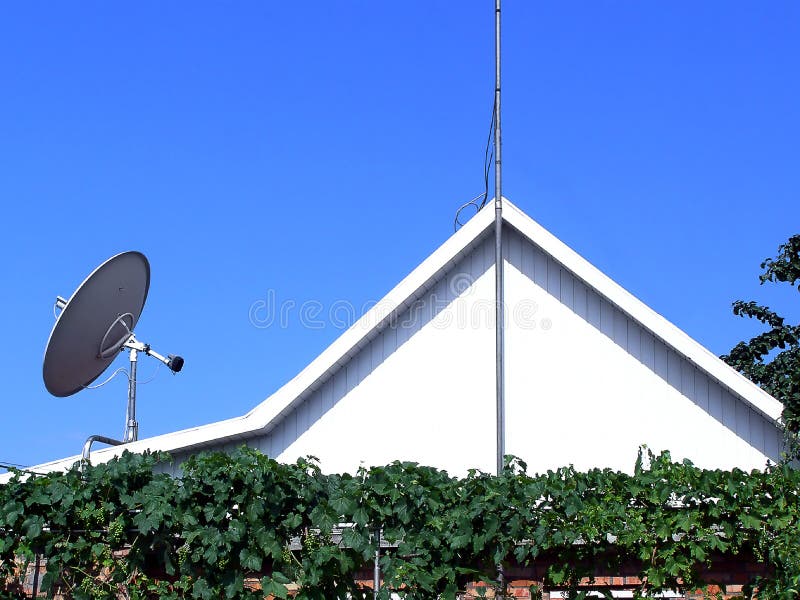 Roof stock image. Image of television, modern, tree, satellite - 4257385