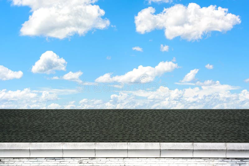 Roof and Brick Wall with Blue Sky Stock Photo - Image of light, estate ...