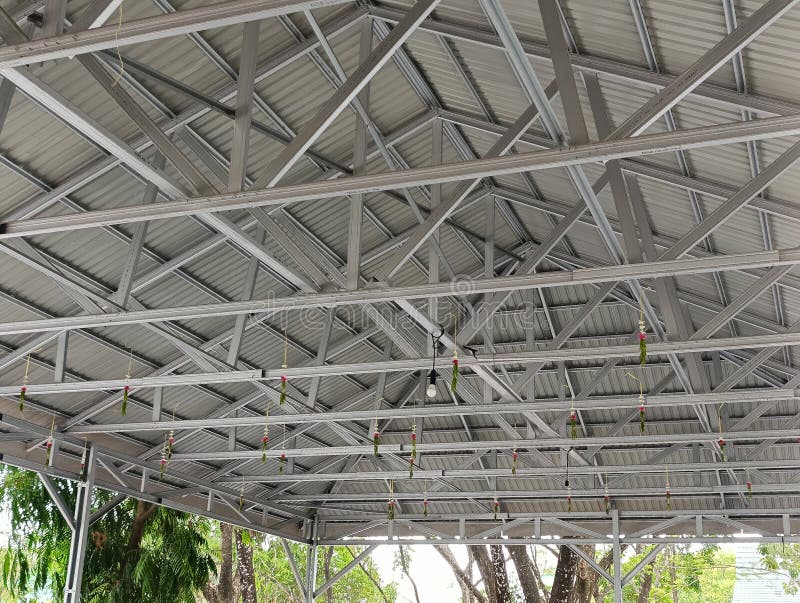Roof Building Construction Using Light Iron Material Stock Photo ...