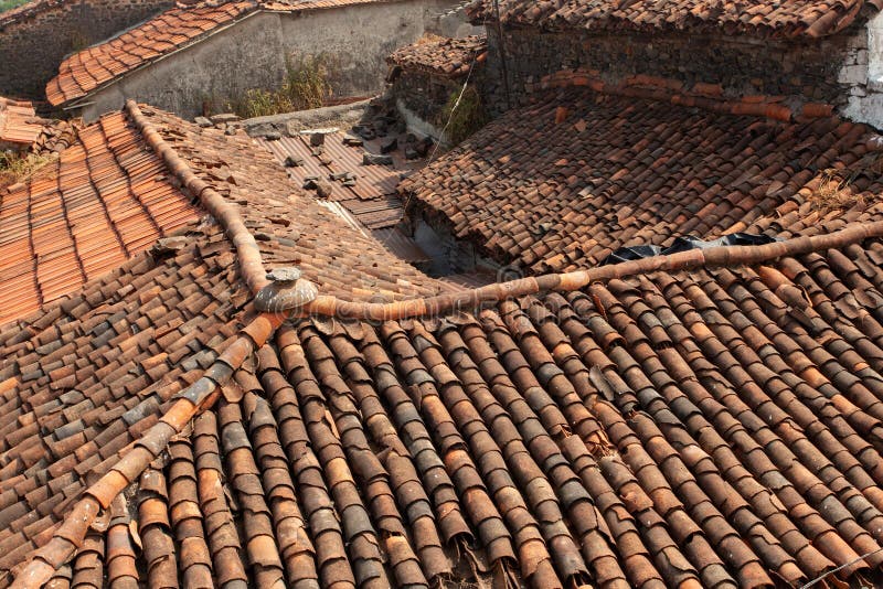 The Roof of a Building is Covered in Red Tiles Stock Image - Image of ...