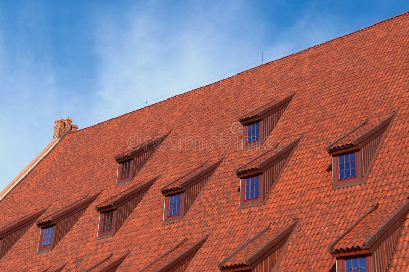 Roof of a Building with Small Windows. Stock Photo - Image of facade ...