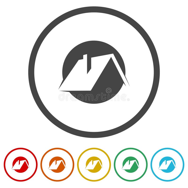 Roof Circle Logo Icons in Color Circle Buttons Stock Vector ...