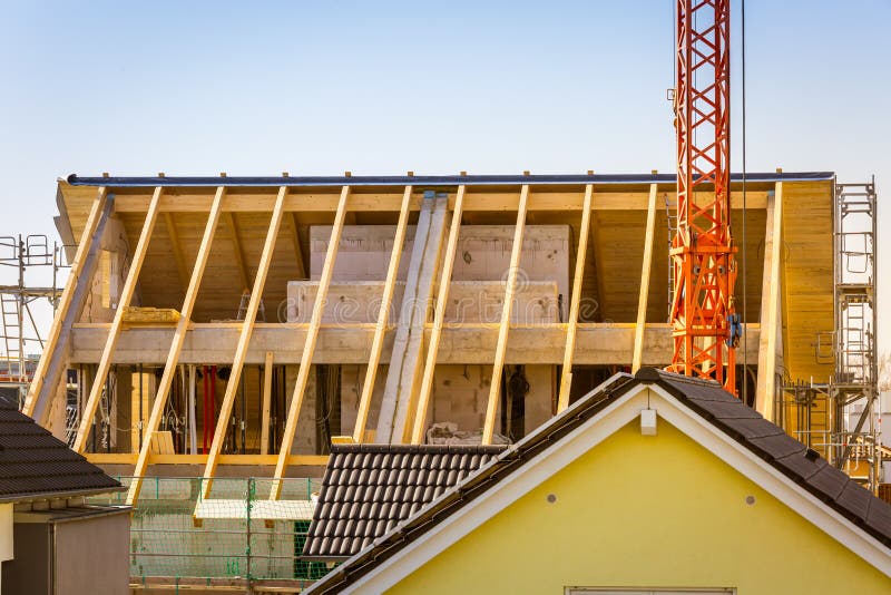 Roof Construction - Industrial Roof System with Wooden Timber Stock ...