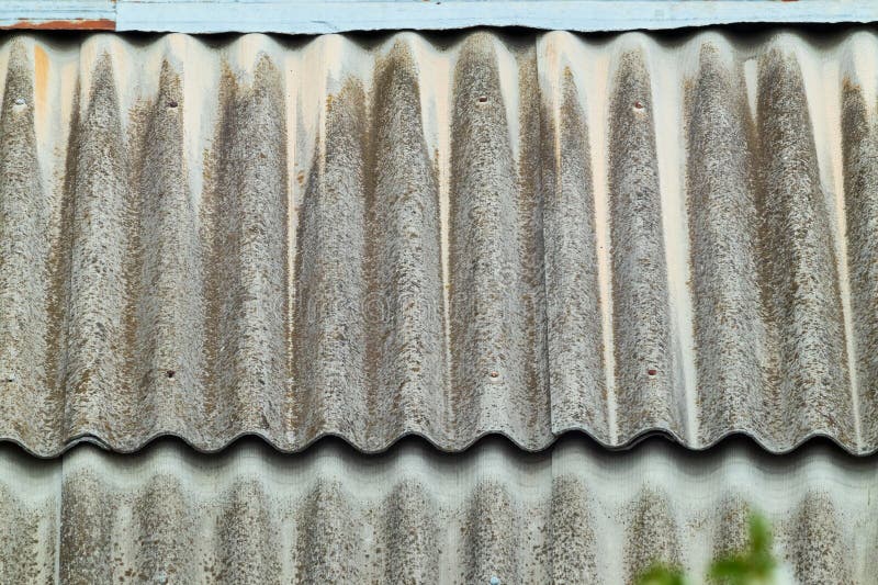 The Roof is Covered with Corrugated Asbestos Cement Sheets Stock Photo ...
