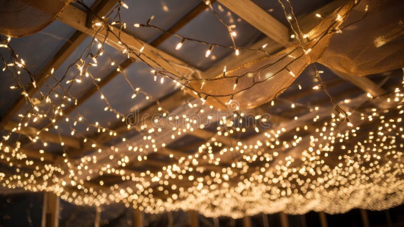 Roof Decorated with Strings of Lights Stock Illustration - Illustration ...