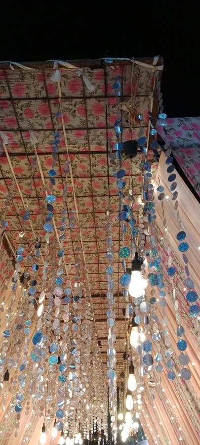 Roof Decoration at Marriage Place in the Night Stock Image - Image of ...