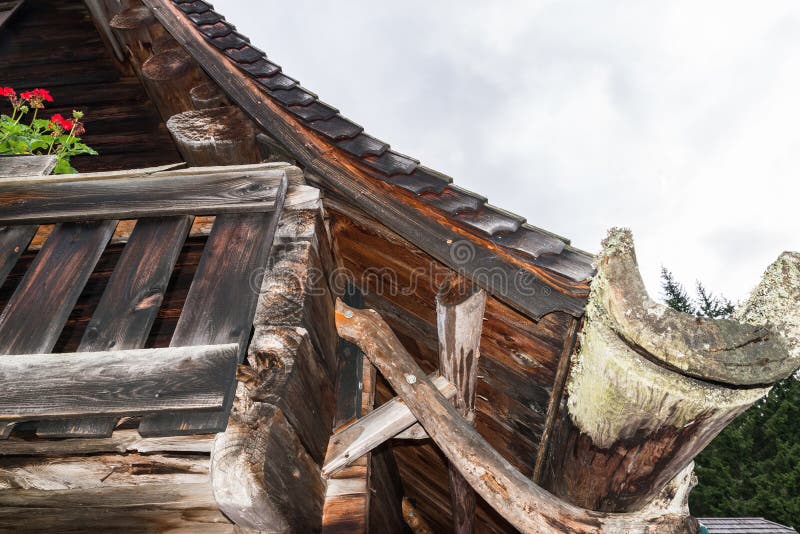 Roof and Drip Rail on an Alpine Cabin, Austria Stock Photo - Image of ...