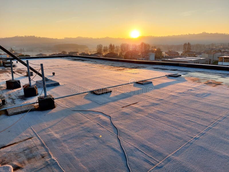 Roof in Early Cold Morning. Stock Image - Image of cold, morning: 305659869