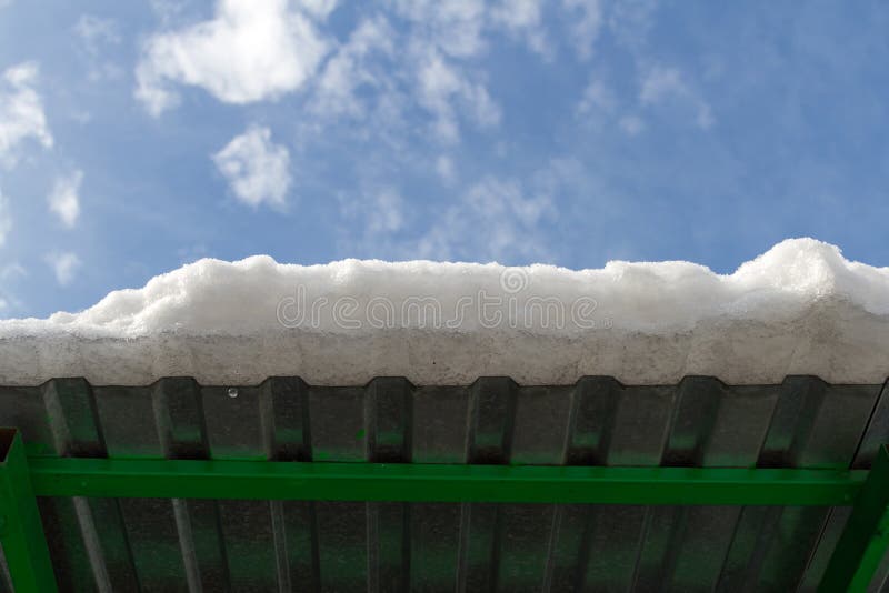 Roof edge with snow stock photo. Image of tile, cold - 87114036