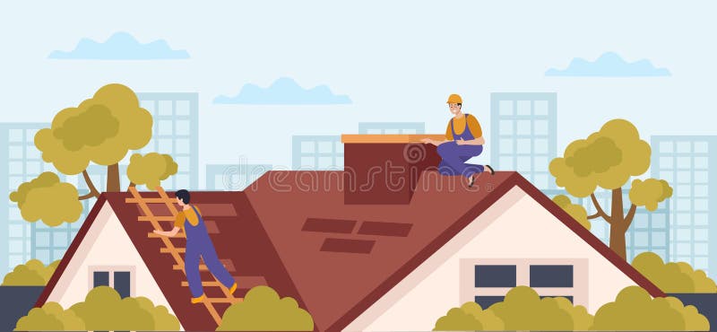 Roof Fixing Flat Composition Stock Vector - Illustration of profile ...