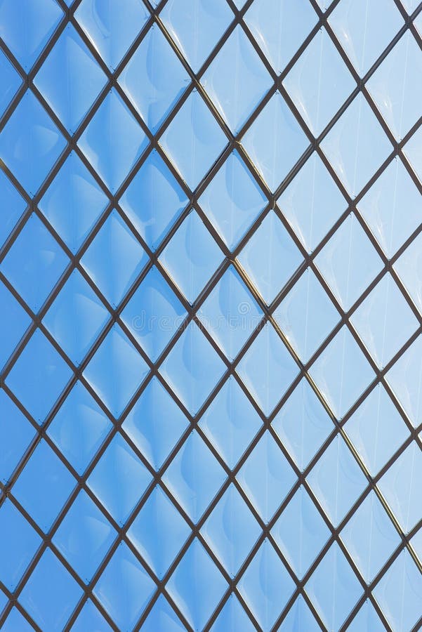 Roof Glass Modern Windows Metal Grid Blue Sky Pattern Stock Photo ...