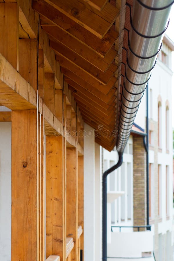 Roof gutter stock photo. Image of downpipe, wood, building - 26744988