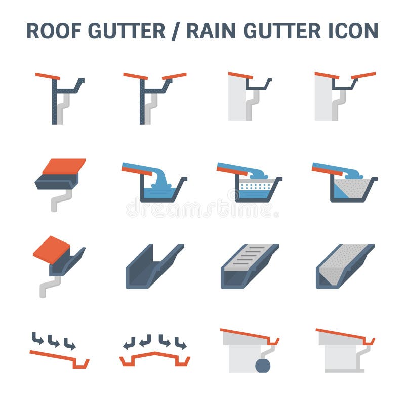 Roof Gutter Icon stock vector. Illustration of line - 123857183