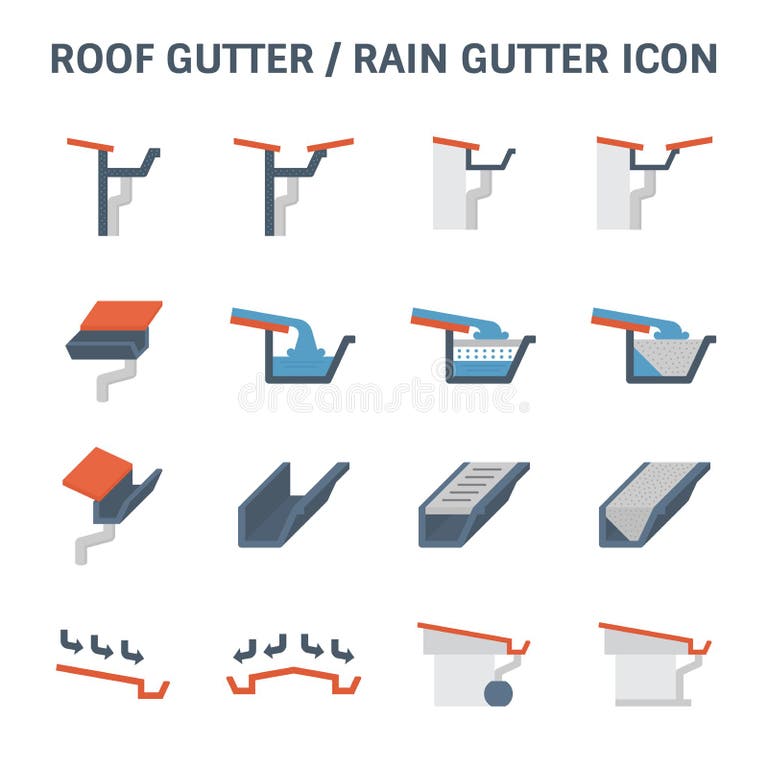 Roof Gutter Icon stock vector. Illustration of line - 123857183