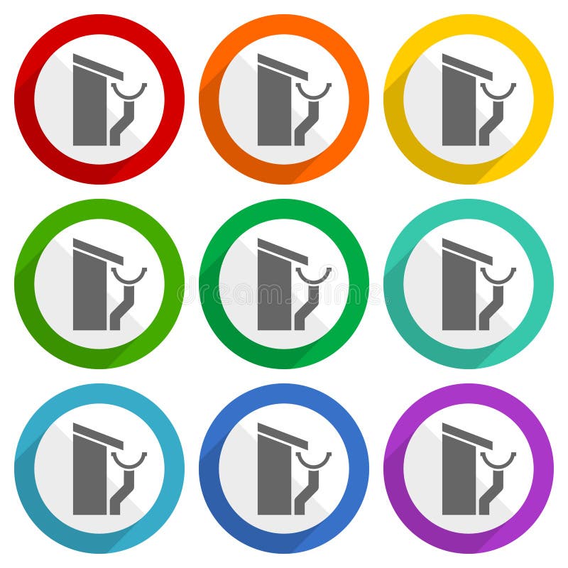 Roof and Gutter, Guttering Home Vector Icons, Set of Colorful Flat ...