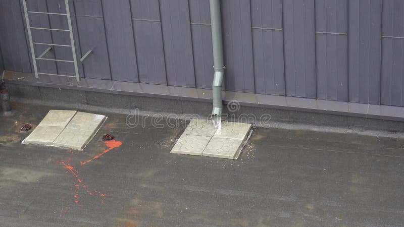 Roof gutter in the rain stock video. Video of gate, garden - 159716531