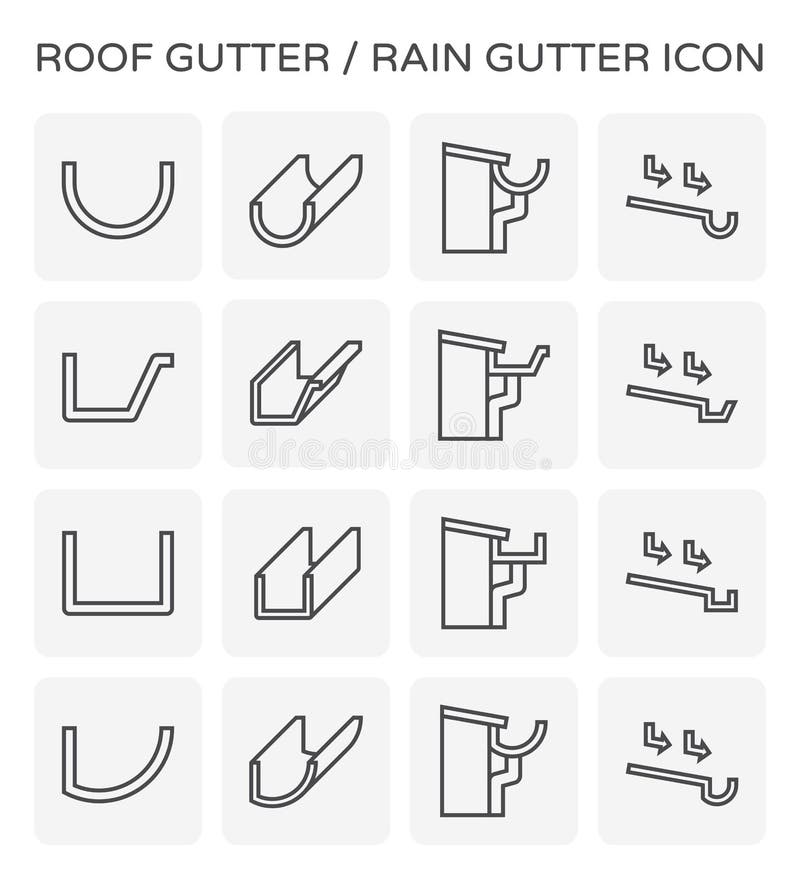 Roof gutter icon stock vector. Illustration of guttering - 161856507
