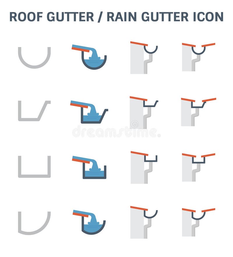Roof gutter icon stock vector. Illustration of construction - 167499189