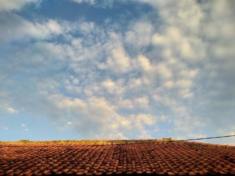 Roof of House with Beautiful Clouds Morning Stock Photo - Image of ...