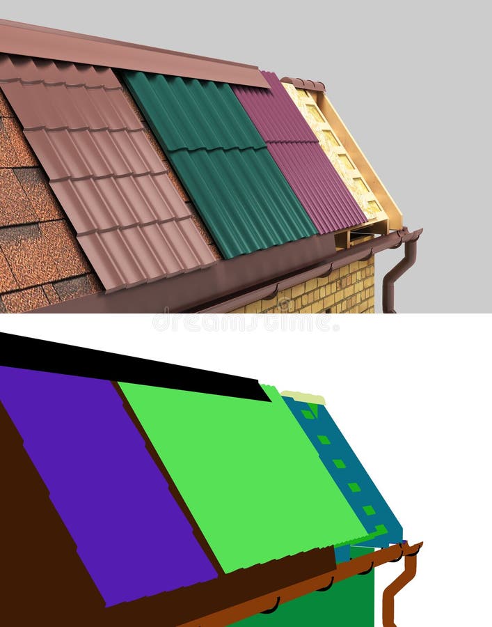 The Roof of the House Concept Different Types of Roofing on a Wooden ...