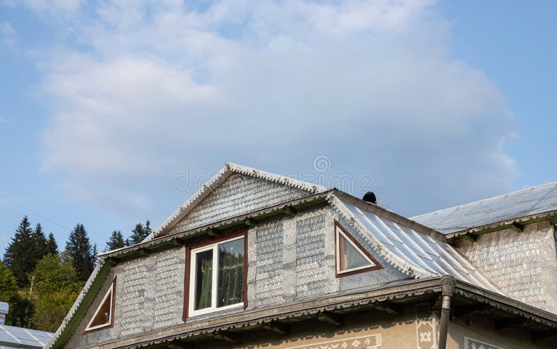 The Roof of the House is Covered with a Tin with Patterns Stock Image ...