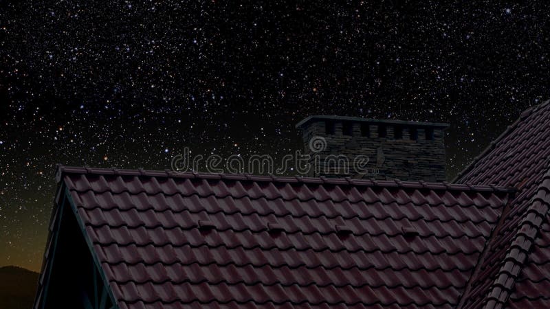 Roof of the House Under the Night Blue Sky Stock Photo - Image of full ...